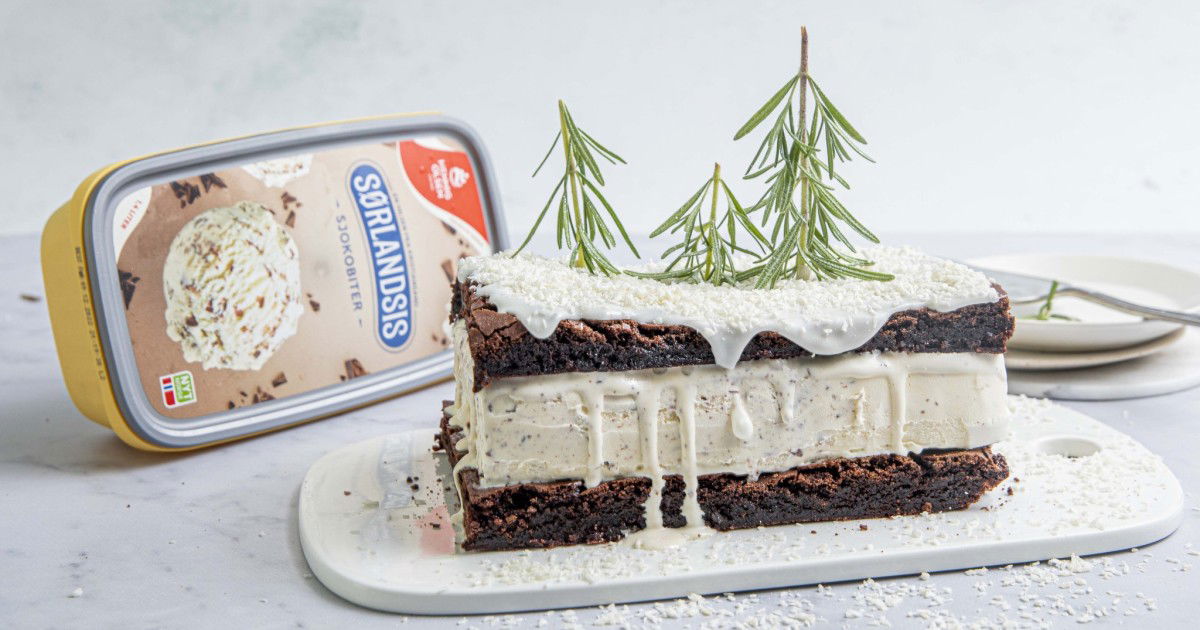 Slik serverer du iskrem og brownies: brownie-sandwich med Sørlandsis!