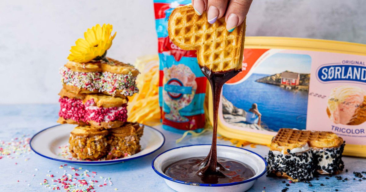 Lag din egen iskremsandwich med Sørlandsis, saus og strøssel