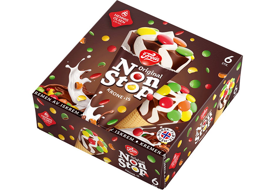Barna elsker Krone-is med Non stop - 5-pk fra Hennig-Olsen Is