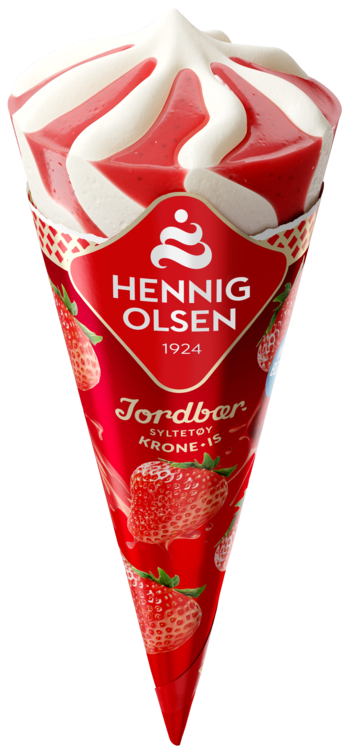 Krone-is Jordbær 125 ml Fløteis - Hennig-Olsen Is